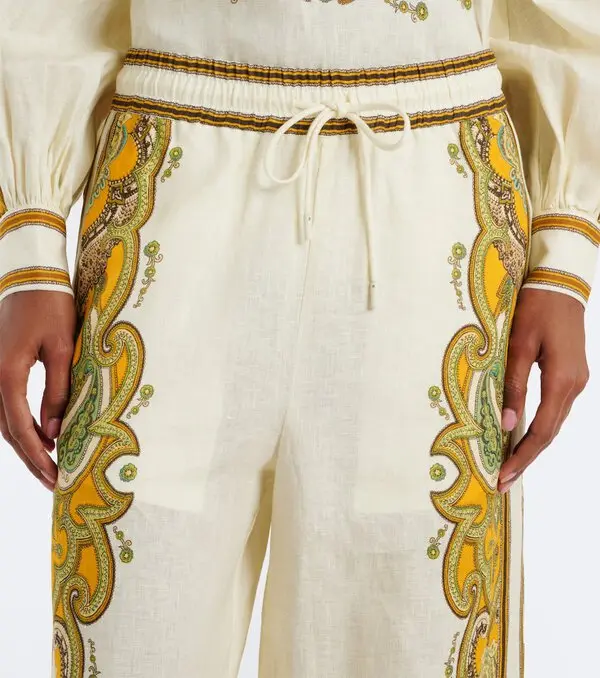 ALEMAIS Porter Printed Linen Wide-leg Pants - Multicoloured