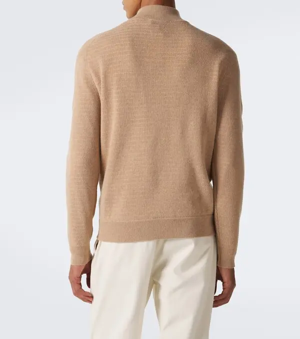 Canali Knitted Wool And Cashmere Zip-up Sweater