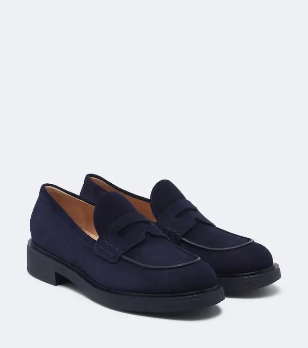 GIANVITO ROSSI Suede Penny Loafers - Blue