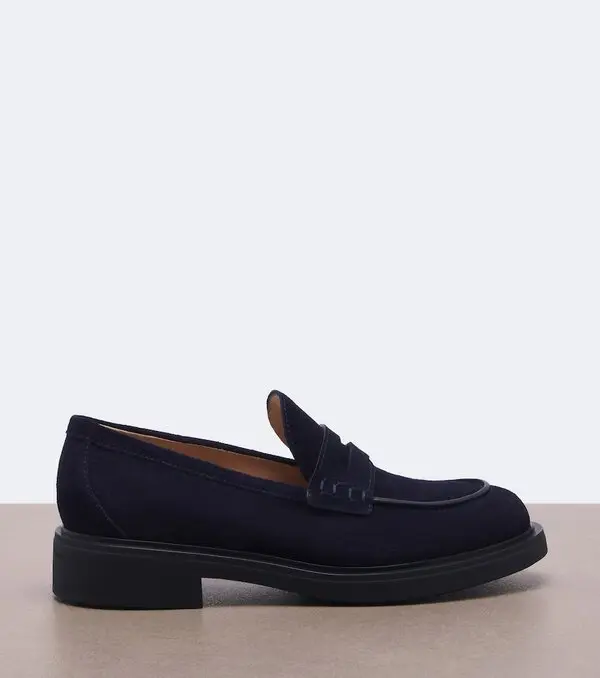 GIANVITO ROSSI Suede Penny Loafers