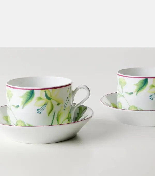 GINORI 1735 Impero Set Of 2 Teacups And Saucers - White