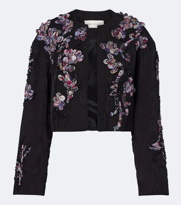 Dries Van Noten Vonda Applique Embellished Cropped Jacket