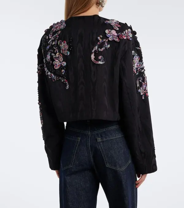 Dries Van Noten Vonda Applique Embellished Cropped Jacket