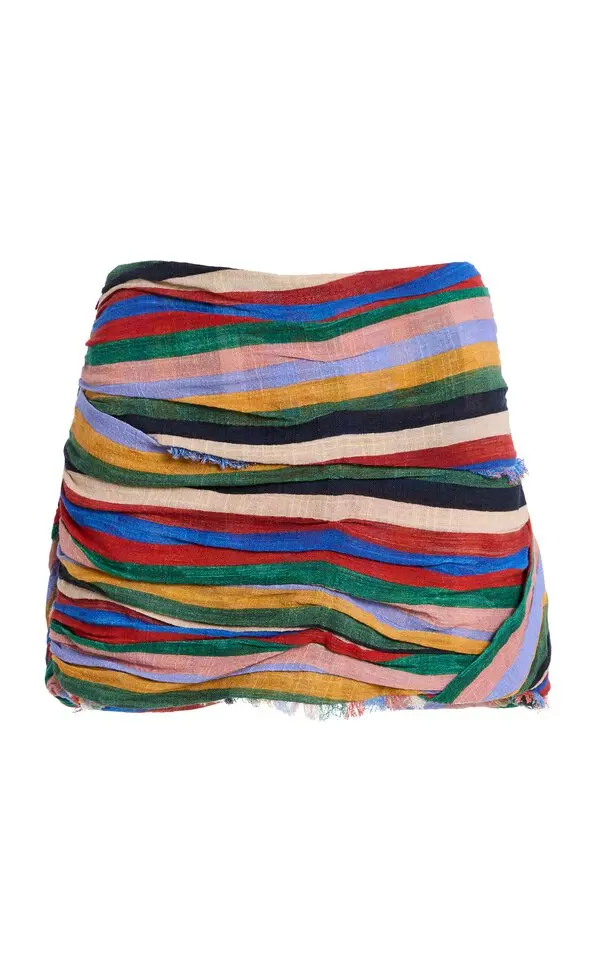 Staud Nicola Striped Cotton Mini Skirt - Red