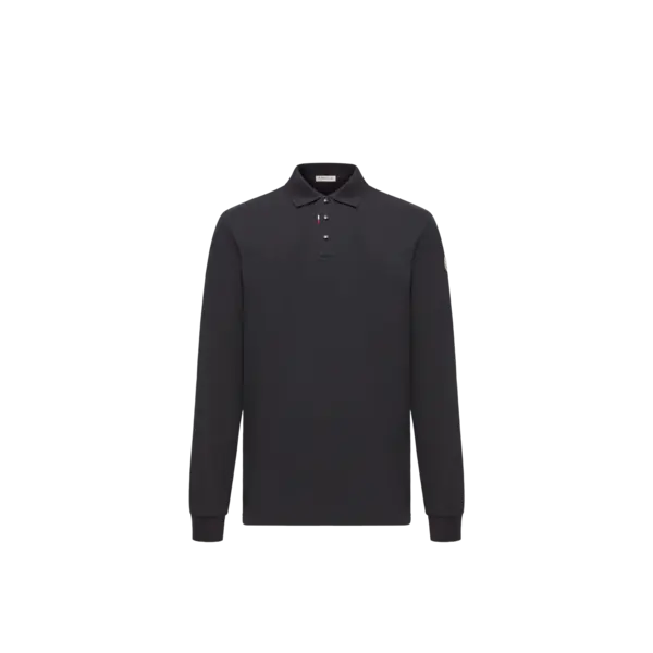 Moncler Logo Cotton Piquet Polo Shirt - Blue