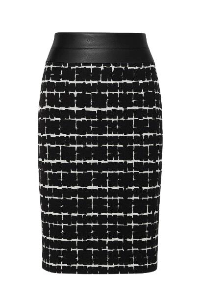 CONQUISTA High-waisted Midi Pencil Skirt With Allover Print