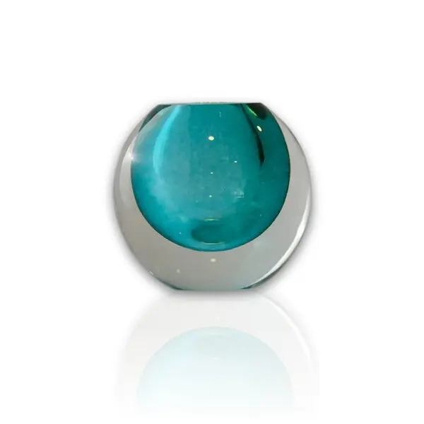 MARLETH Murano Colored Glass Sphere Sculpture – Turquoise Core