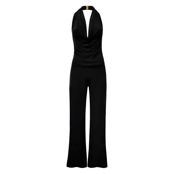 WHY MARY Diana Cowl Halter Neck Jumpsuit - Black