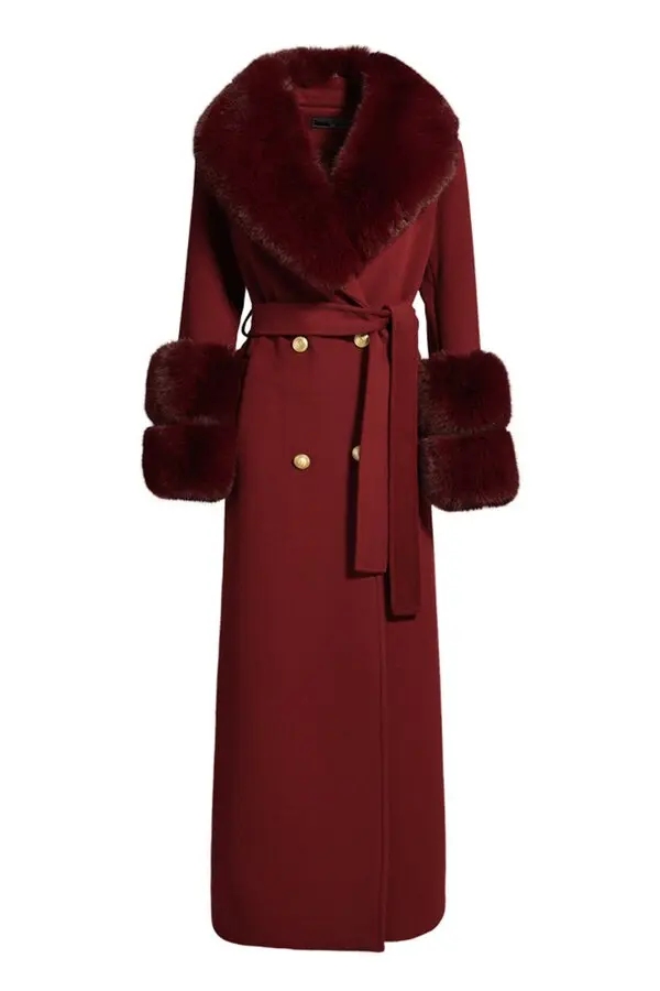 HORTONS ENGLAND Mayfair Burgundy Cashmere Blend Coat - Red