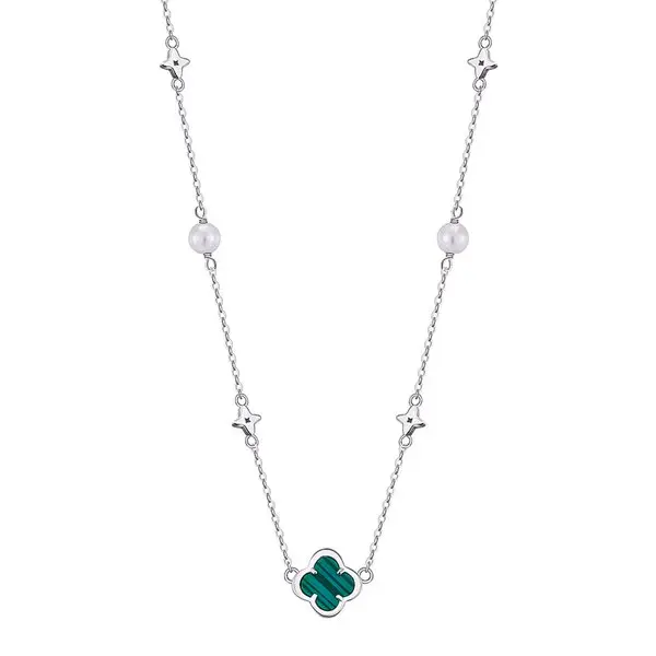 SHADED THE LABEL Niamh Malachite & Pearl Sterling Silver Necklace - Silver/green