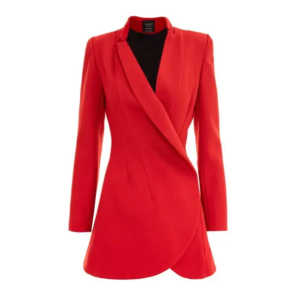 AVENUE N°29 Asymmetric Double Breasted Wool Blazer