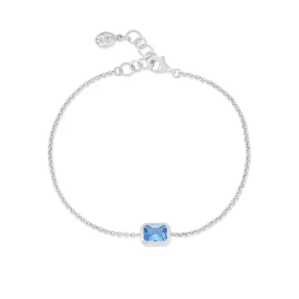 DOWER & HALL Sterling Silver Blue Topaz Octagon Chain Bracelet - Silver/blue