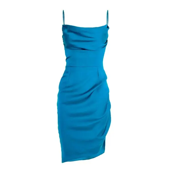 AVENUE N°29 Midi Slip Dress With Side Gathering