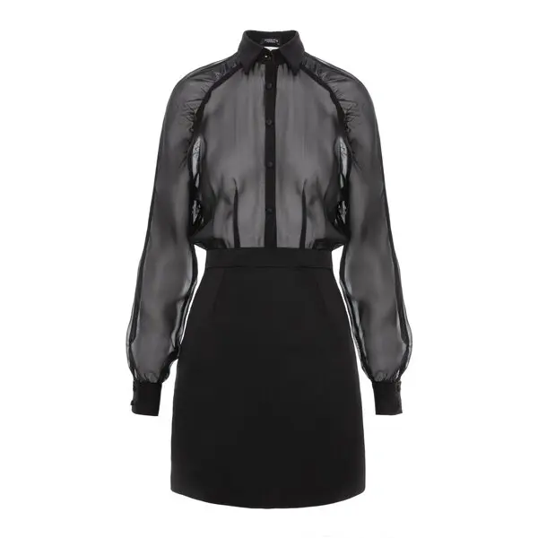 AVENUE N°29 Gathered Raglan Sleeve Viscose & Silk Mini Shirt Dress