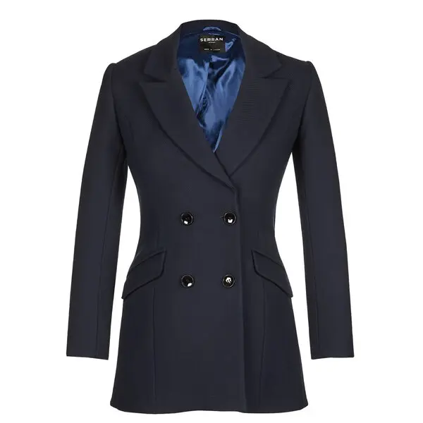 SERRAN LONDON Navy Double-breasted Dress Jacket