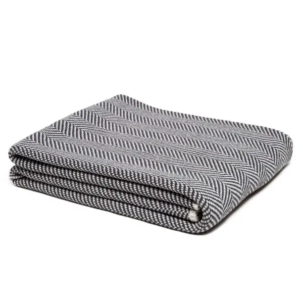 In2green Cotton Sustainable Knit Throw Blanket Herringbone - Grey