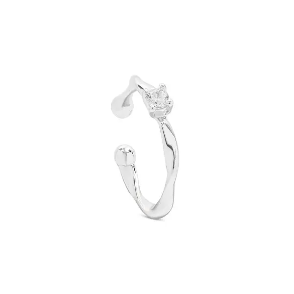 ESTERAH Solitaire Ear Cuff In Plated Sterling - Silver