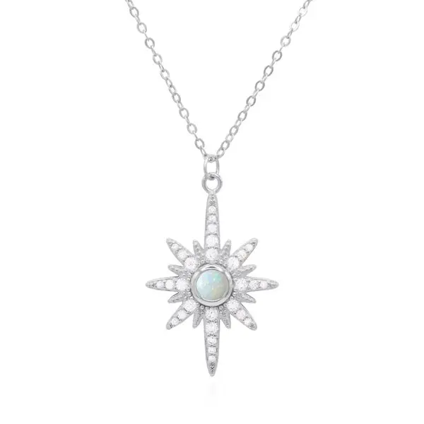 LUNA CHARLES Heidi North Star Birthstone Necklace October - Silver