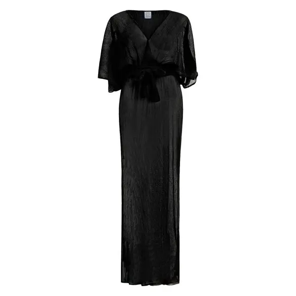 WHY MARY Aphrodite Sheer Lurex Maxi Dress - Black