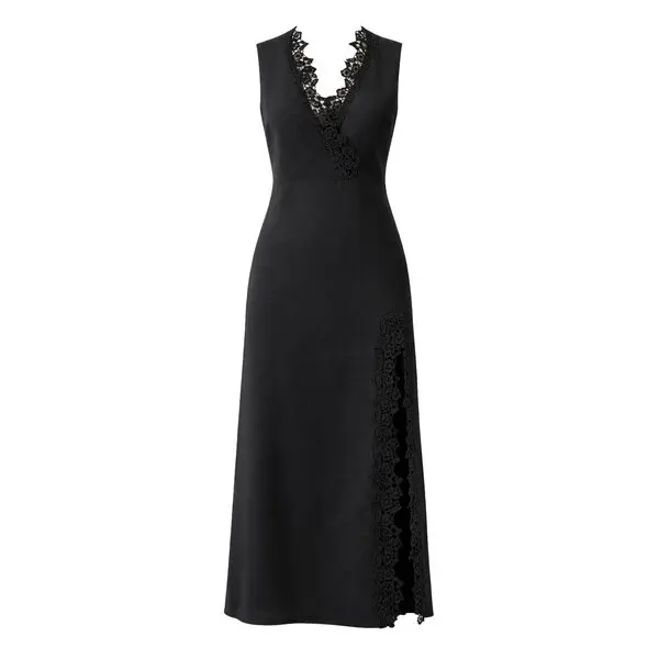 MAVLO Midnight Bloom Embroidered Midi Dress
