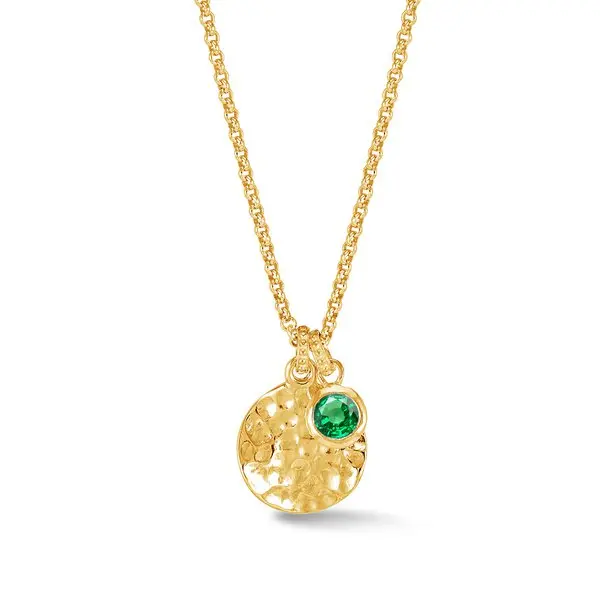 DOWER & HALL Hammered Disc & Green Garnet Array Pendant