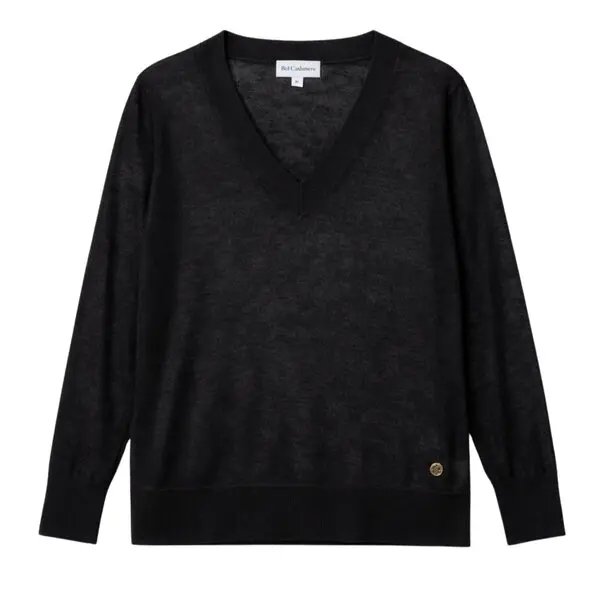 BEL CASHMERE Vera Ultrafine Cashmere V-neck Sweater - Black