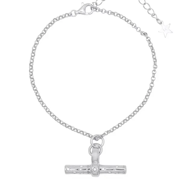 LUNA CHARLES Lola T-bar Bracelet Sterling With Crystal Stars - Silver