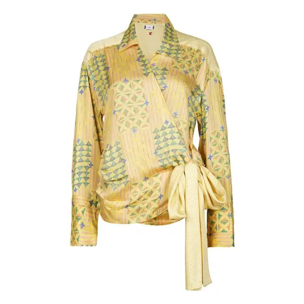 MAISON QALA Sakura Wrap Shirt