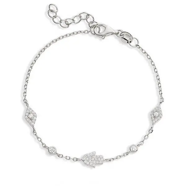 LUNA CHARLES Eina Hamsa Hand & Evil Eye Bracelet - Silver
