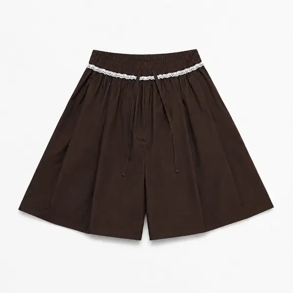 ALAS Cotton Poplin Shorts With Lace Trim