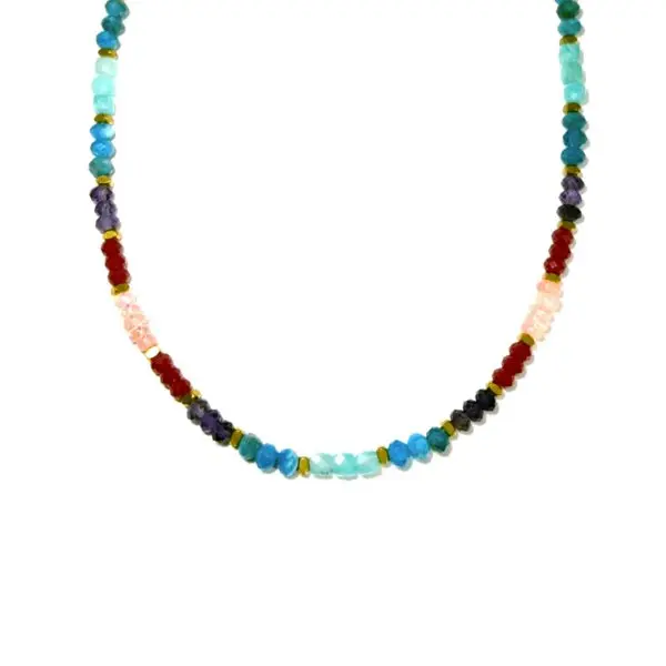 Rachel Nathan Beaded Gemstone Necklace - Blue/red