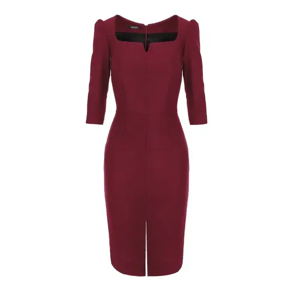 AVENUE N°29 Burgundy Midi Dress With Front Slit