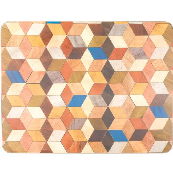 E. INDER DESIGNS Green / Blue Placemats Set Of Six In Leo Design. Warm Colours. With Heat Resistant Melamine Coating. Please Measure Plate Before Purchase - Green/blue