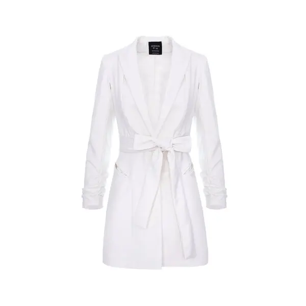 AVENUE N°29 Single-breasted Wool Blazer With In-seam Belt