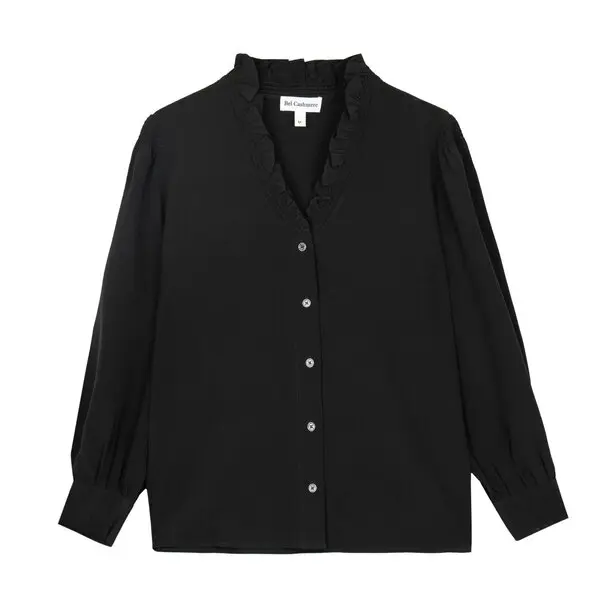 BEL CASHMERE Lauren Silk Blouse With Ruffled Neckline
