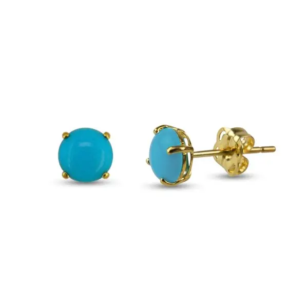 SPERO LONDON 9ct Yellow Gold Turquoise Stud Earrings - Blue