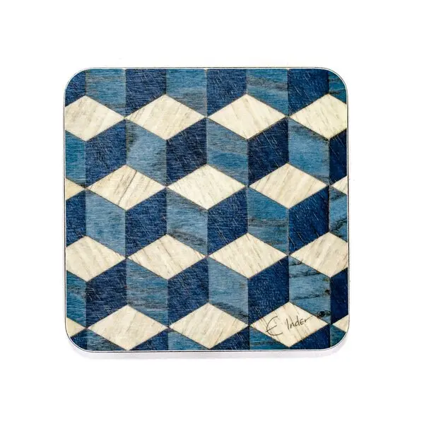E. INDER DESIGNS Neutrals Six Coasters In Deep S. Mid Century Modern Padstow Range. Heat Proof Melamine