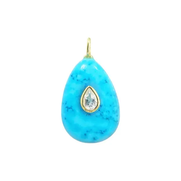 KAMARIA Turquoise Howlite And Topaz Pendant With 14k Gold Plated Sterling Silver - Blue