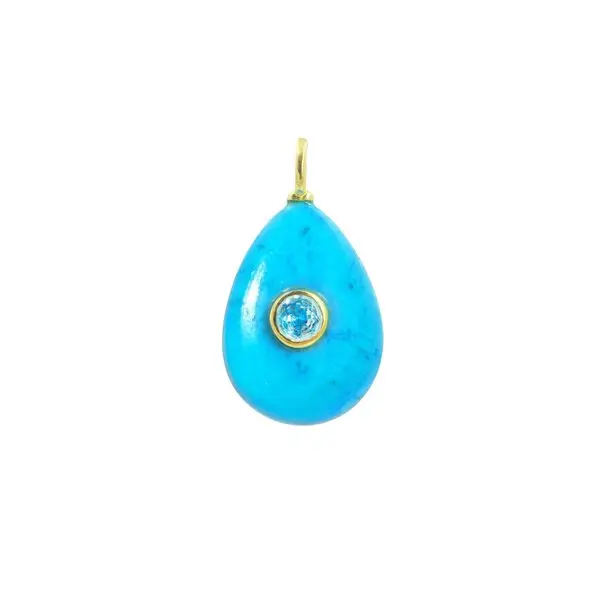 KAMARIA Turquoise Howlite And Topaz Pendant With 14k Gold Plating - Blue