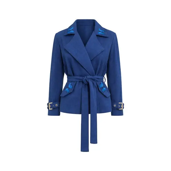 MAUI X LOLITA Pearl Denim Cropped Trench Jacket
