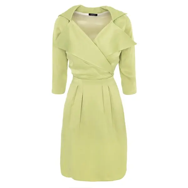 AVENUE N°29 Lime Viscose Midi Wrap Dress