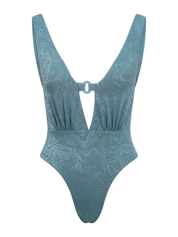 BAÍAH Siren Plunge Swimsuit - Blue