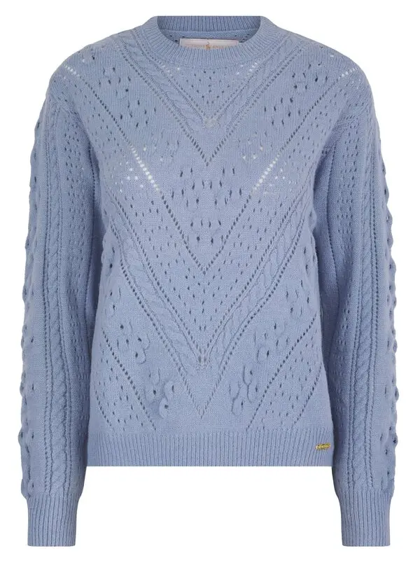 HORTONS ENGLAND Newquay Pointelle Knit Jumper - Blue