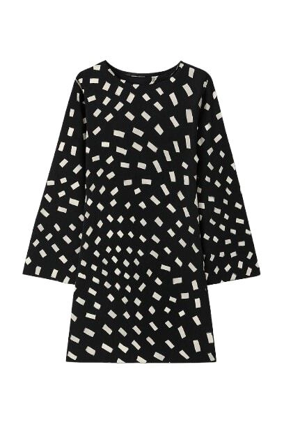 CONQUISTA Tie Waist Mini Dress With Bell Sleeves