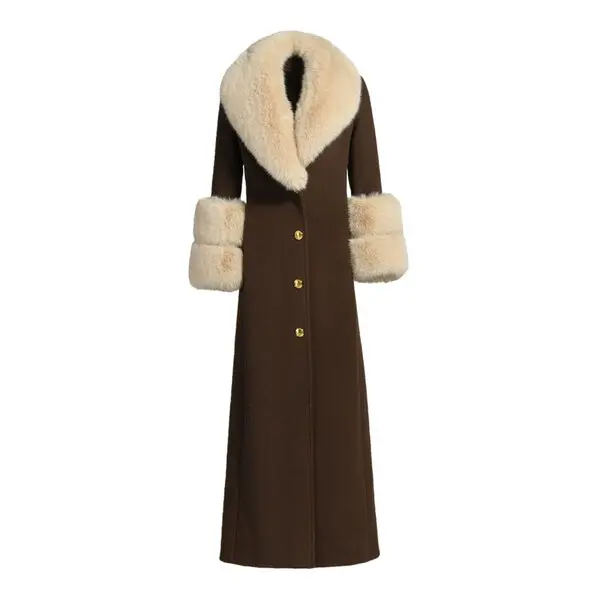 HORTONS ENGLAND Huntington Chocolate & Beige Cashmere Coat - Brown