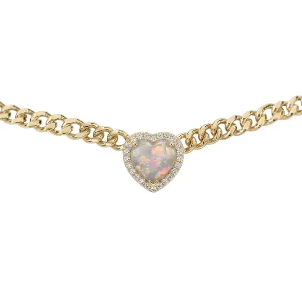 BLOOMTINE | EARTH ANGEL HQ Bloomtine Loves Frequency™ Mini Plated Multi Colour Fire Opal Heart Choker Necklace - Gold