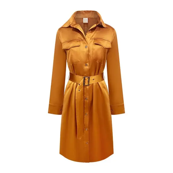 WHY MARY Jackie Trench Coat Dress - Orange