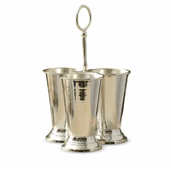 BELS & PEARL Solid Triple Cup Cutlery Holder - Silver