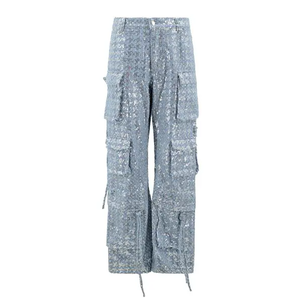 MAUI X LOLITA Kelly Sequin Cargo Denim Pants - Blue