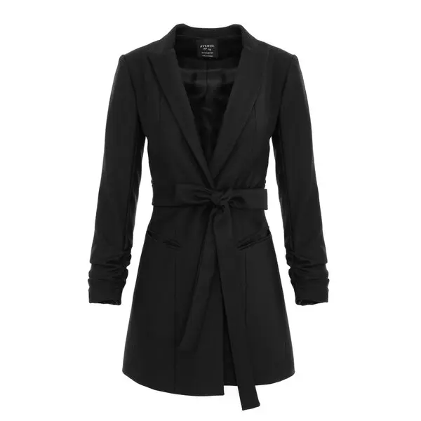 AVENUE N°29 Single Breasted Wool Blazer With In Seam Belt